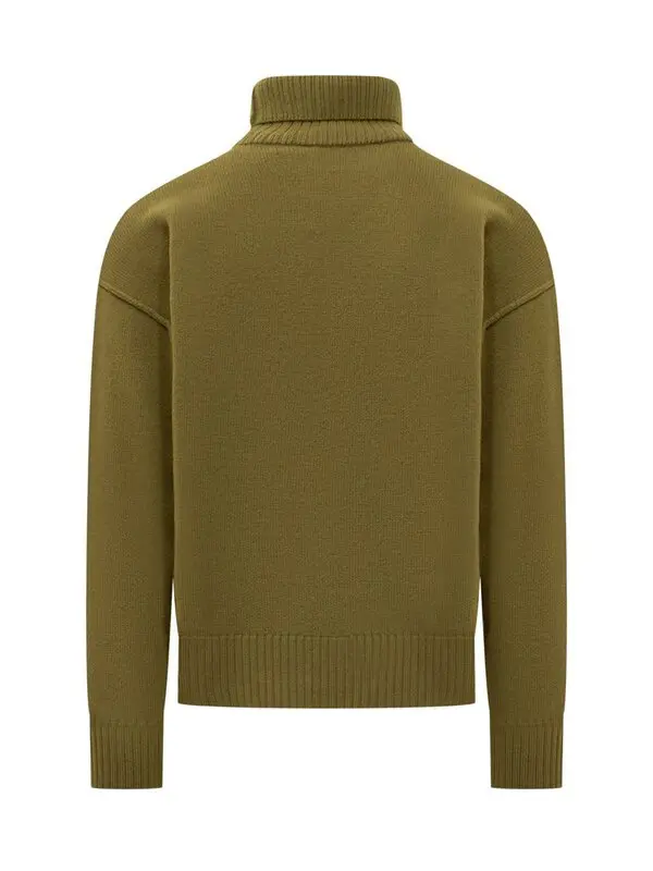 Ami De Coeur Funnel Neck Knitted Jumper - Green