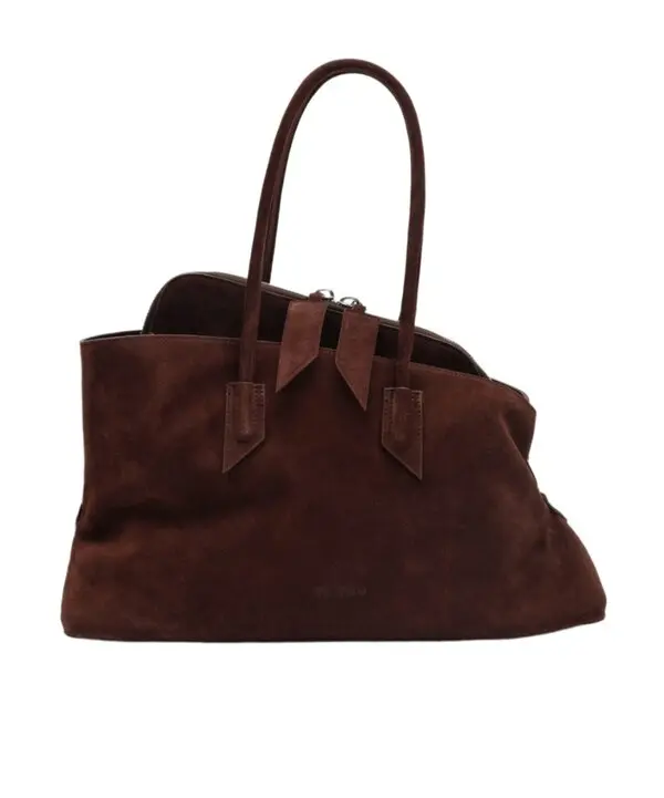 Attico La Passeggiata M Suede Shoulder Bag - Brown