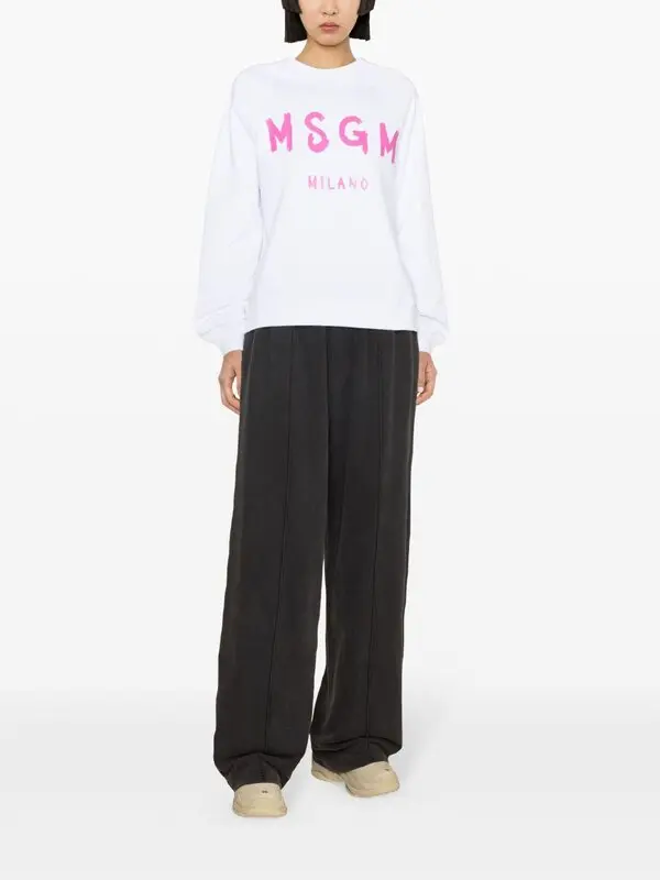 MSGM Logo Print Crewneck Sweatshirt - White