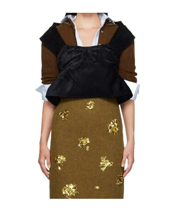 SHUSHU/TONG Black Three-dimensional Pleated Top