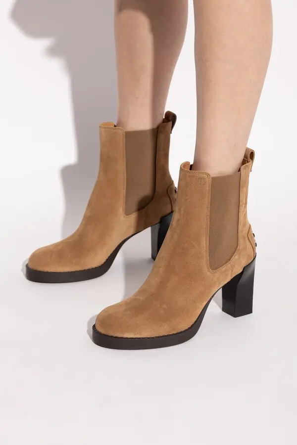 TOD'S 80mm Suede Chelsea Boots - Brown