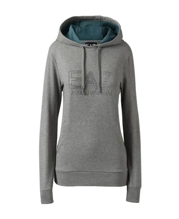 Emporio Armani Long-sleeved Hoodie With Rib Details - Gray