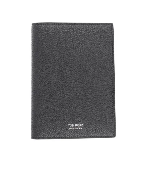 TOM FORD Hammered Leather Passport Holder - Black