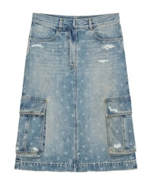 Givenchy 4g Motif Denim Cargo Skirt