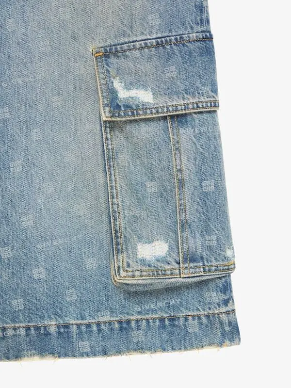 Givenchy 4g Motif Denim Cargo Skirt