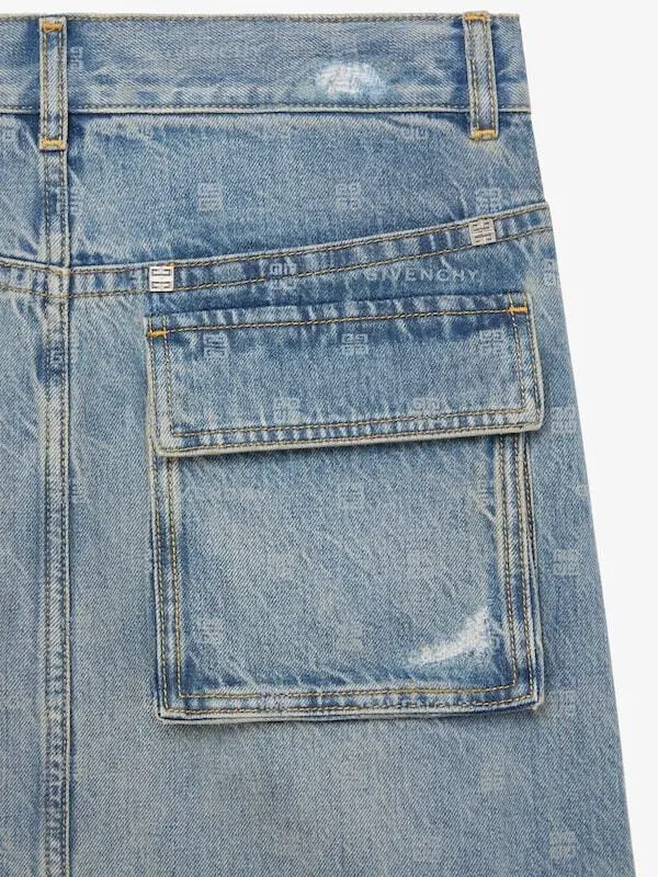 Givenchy 4g Motif Denim Cargo Skirt