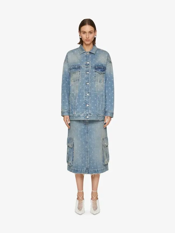 Givenchy 4g Motif Denim Cargo Skirt