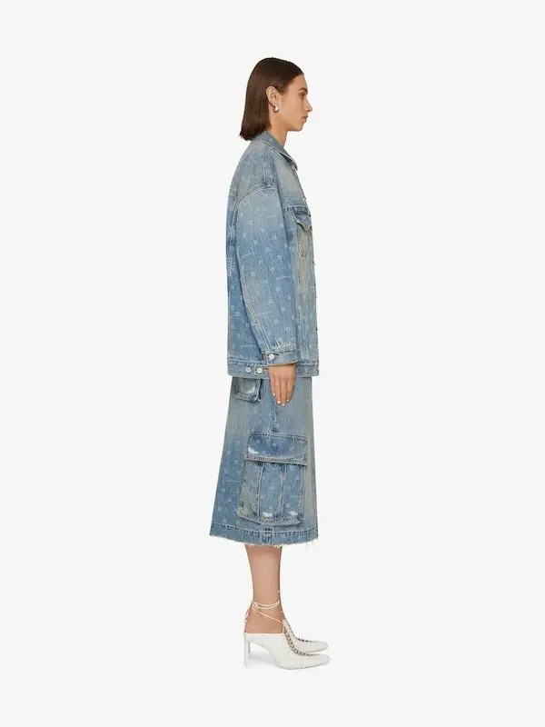 Givenchy 4g Motif Denim Cargo Skirt