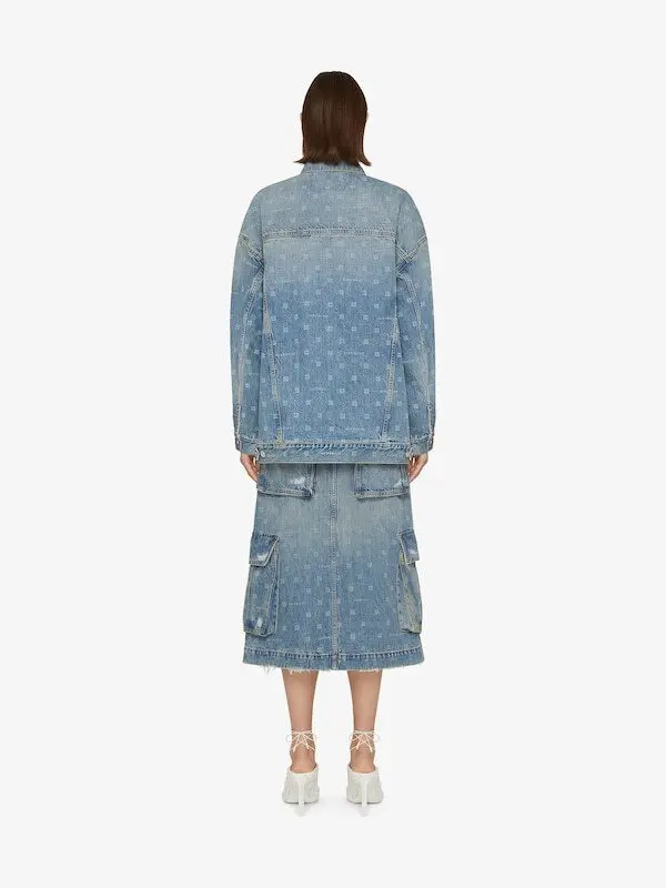 Givenchy 4g Motif Denim Cargo Skirt