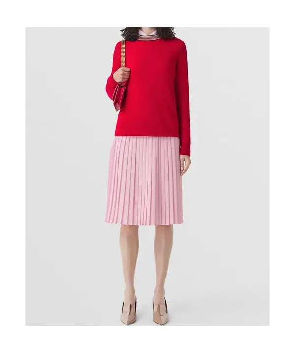 Burberry Cashmere Jumper With Striped Neckline - Red