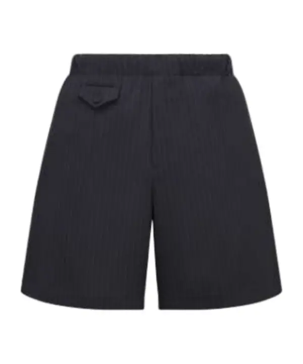 Dior Striped Wool Bermuda Shorts With Elasticated Waist - Black