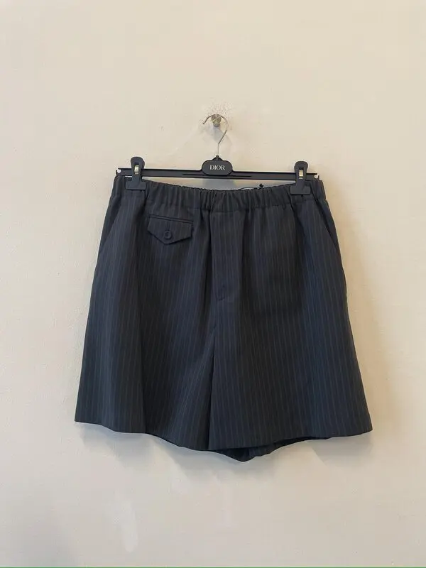 Dior Striped Wool Bermuda Shorts With Elasticated Waist