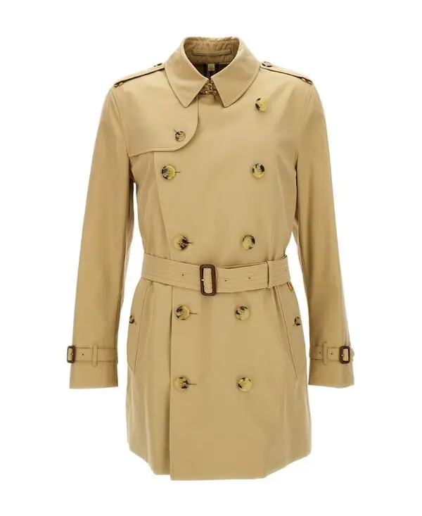 Burberry Heritage Kensington Double Breasted Belted Trench Coat - Nude