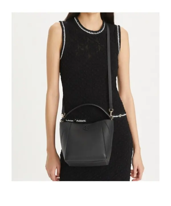 Tory Burch Small Mcgraw Logo Plaque Bucket Bag