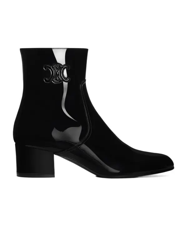 Celine Les Bottes Triomphe Zipped Boot In Patent Calfskin