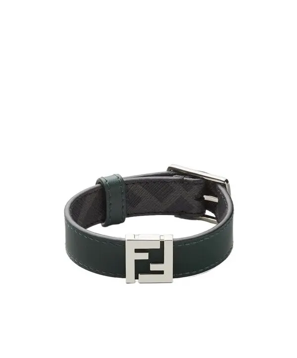 Fendi Ff Logo Plaque Bracelet - Black Dark Green
