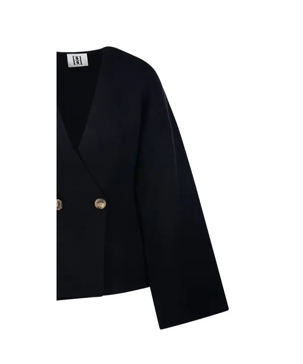 BY MALENE BIRGER Double-breasted Knitted Cardigan - Black