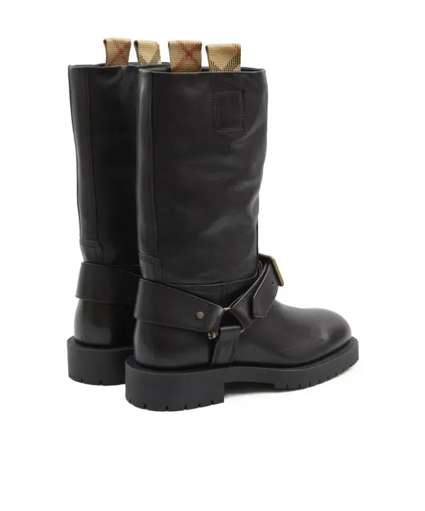 Burberry Saddle Buckle Boots - Black