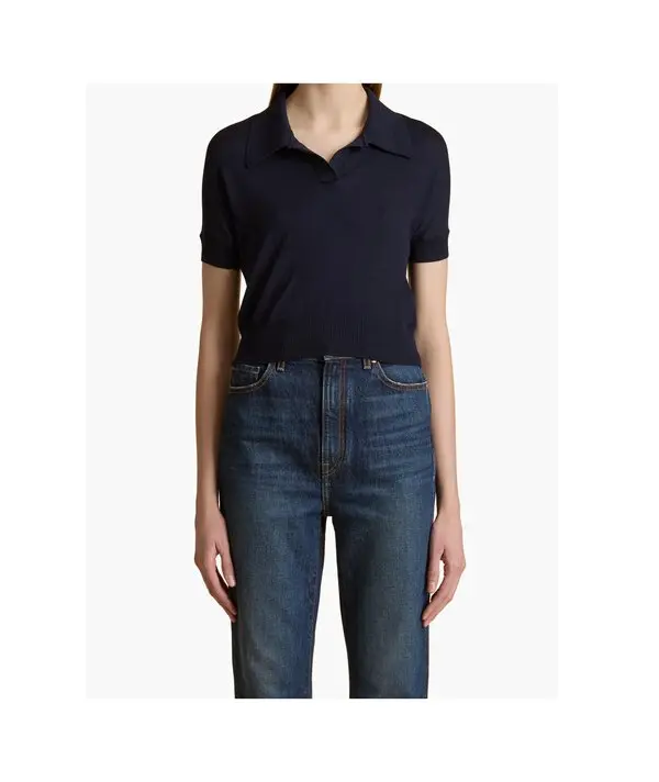 Khaite Morgane Ribbed Knit Top - Midnight