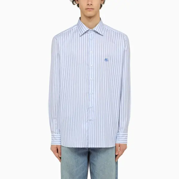 Etro Pegaso Embroidered Striped Shirt