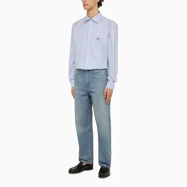 Etro Pegaso Embroidered Striped Shirt