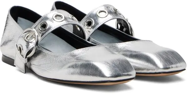 AeydĒ Uma Eyelet Ballet Flats - Silver