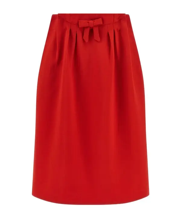 Prada Bow-detailed Midi Skirt - Red