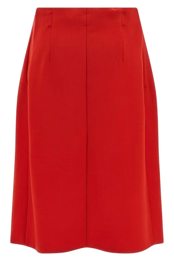 Prada Pleated Bow Midi Skirt