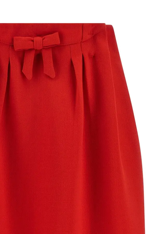 Prada Pleated Bow Midi Skirt