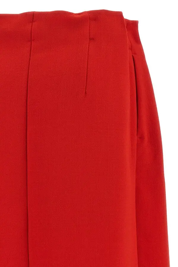 Prada Pleated Bow Midi Skirt
