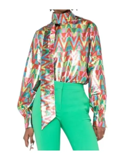 Valentino Garavani Printed Bow Neck Blouse