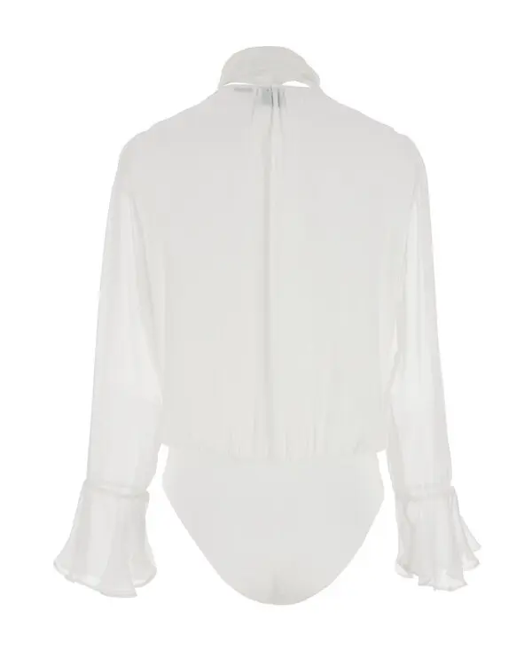 Pinko Long-sleeve V-neck Bodysuit With Ruffled Cuffs