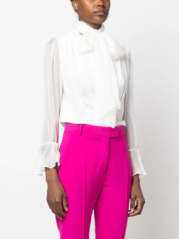 Pinko Long-sleeve V-neck Bodysuit With Ruffled Cuffs