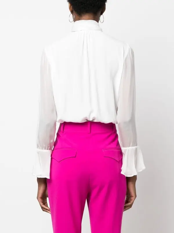 Pinko Long-sleeve V-neck Bodysuit With Ruffled Cuffs