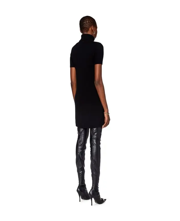 DIESEL® Short Sleeve High Neck Sweater Dress With Logo Detail