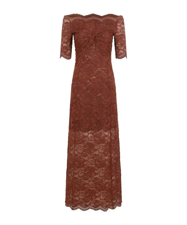 Rabanne Lace Off-shoulder Maxi Dress - Brown
