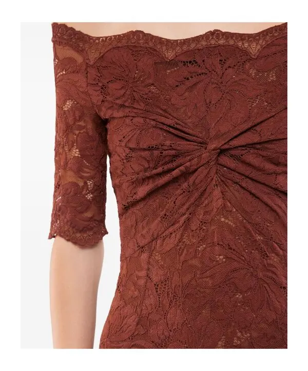 Rabanne Lace Off-shoulder Maxi Dress - Brown