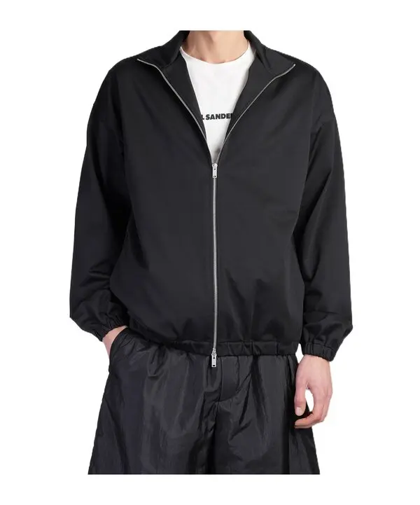 JIL SANDER Zip-up Long Sleeve Sweatshirt - Black