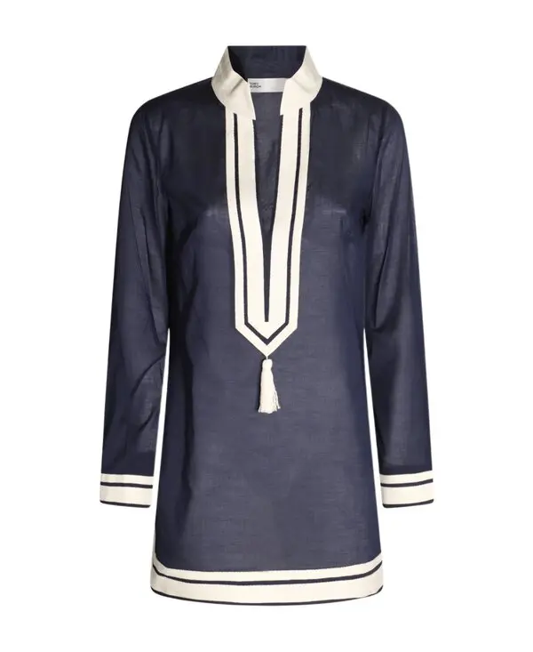 Tory Burch V-neck Tunic With Tassel Detail - Black