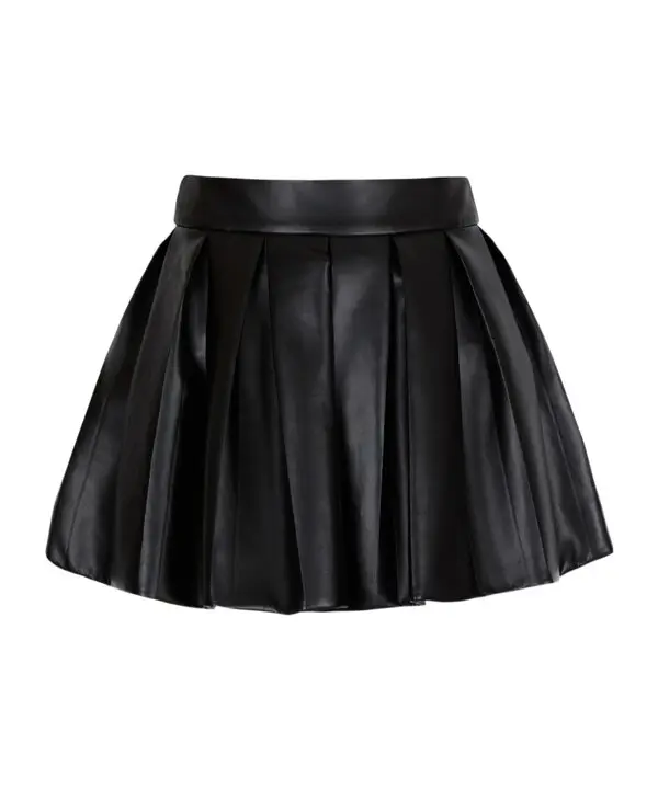 Balmain Pleated Faux Leather Skirt