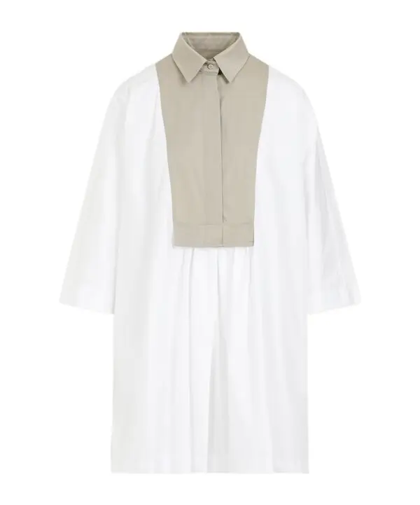 Max Mara Collared Long-sleeved Shirt Dress - White