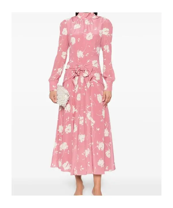 Alessandra Rich Floral Print Long Sleeve Dress