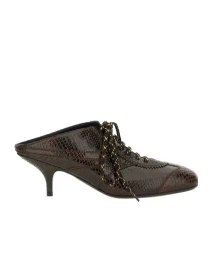 Dries Van Noten High Heel Slip-on Mules With Lace-up Front - Black