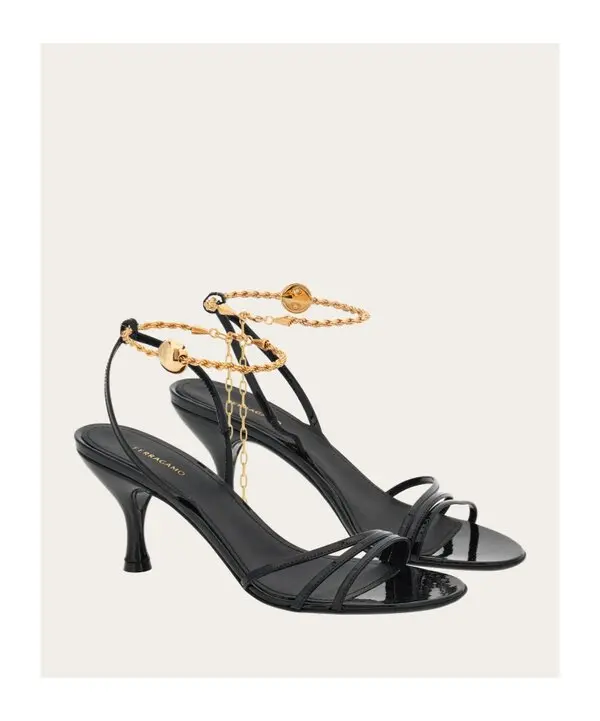 FERRAGAMO Cable-link Chain Open-toe Sandals - Black