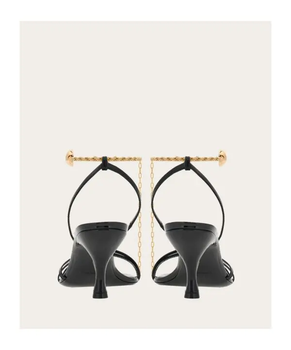 FERRAGAMO Cable-link Chain Open-toe Sandals - Black