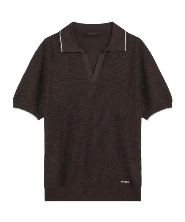 Prada Short-sleeved Knitted Polo Shirt