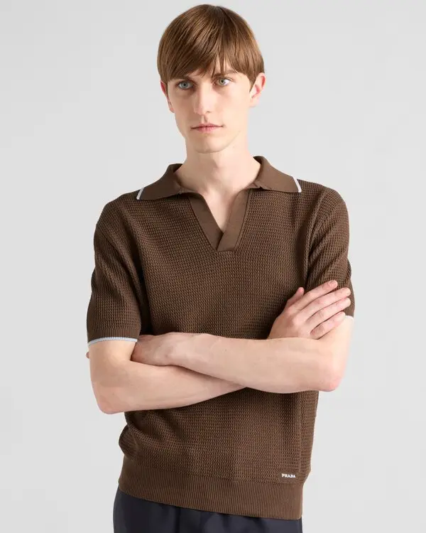 Prada Short-sleeved Knitted Polo Shirt