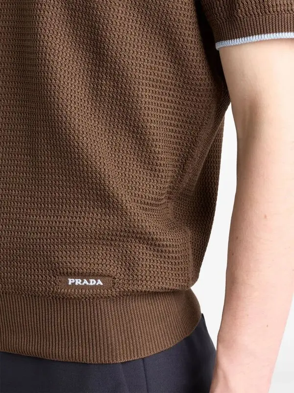 Prada Short-sleeved Knitted Polo Shirt
