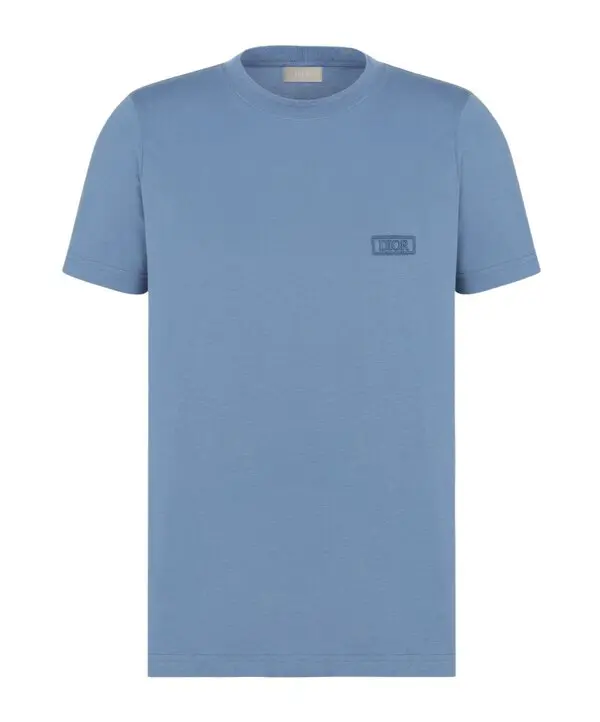 Dior Logo Embroidered Crewneck T-shirt - Blue