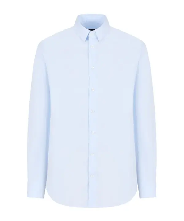 Giorgio Armani Curved Hem Buttoned Shirt - Light Blue